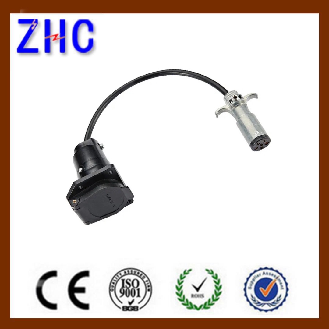 American Type 24V 7 Ways Blade Socket To 6P Aluminum Plug Trailer ...