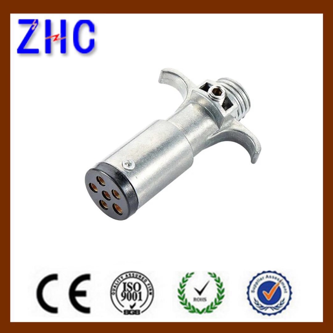 American Type Aluminum 24V 6 Way Round Plug Plastic Trailer Connector ...